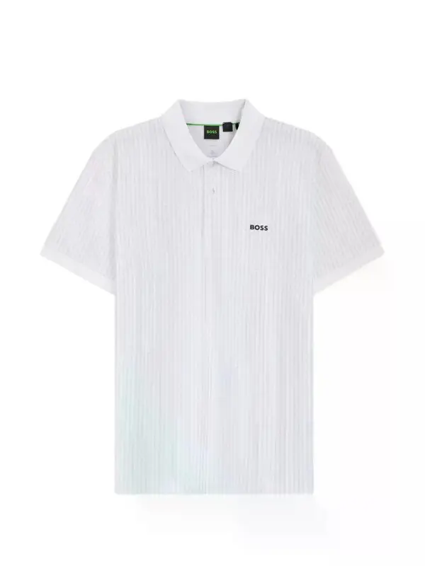 BOSS Check-pattern Logo-patch Polo Shirt - White