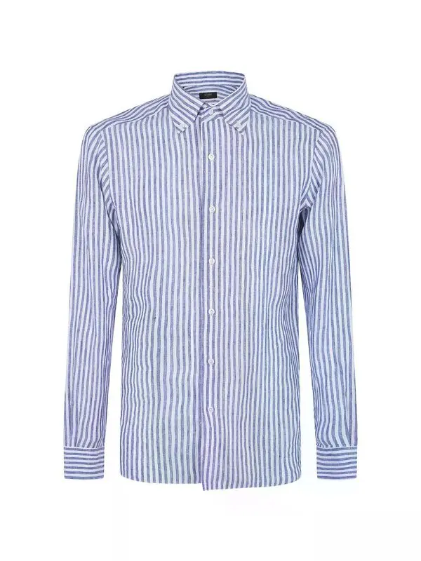BARBA NAPOLI Striped Linen Shirt