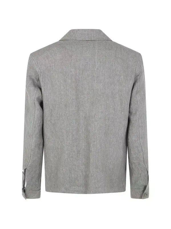 BARBA NAPOLI Linen Shirt Jacket - Grey