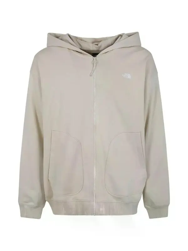The North Face Essential Logo-embroidered Zip-up Hoodie - Neutrals