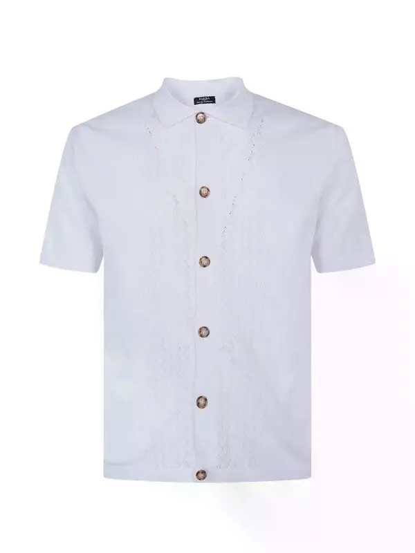 BARBA NAPOLI Pointelle-knit Short-sleeve Shirt - White