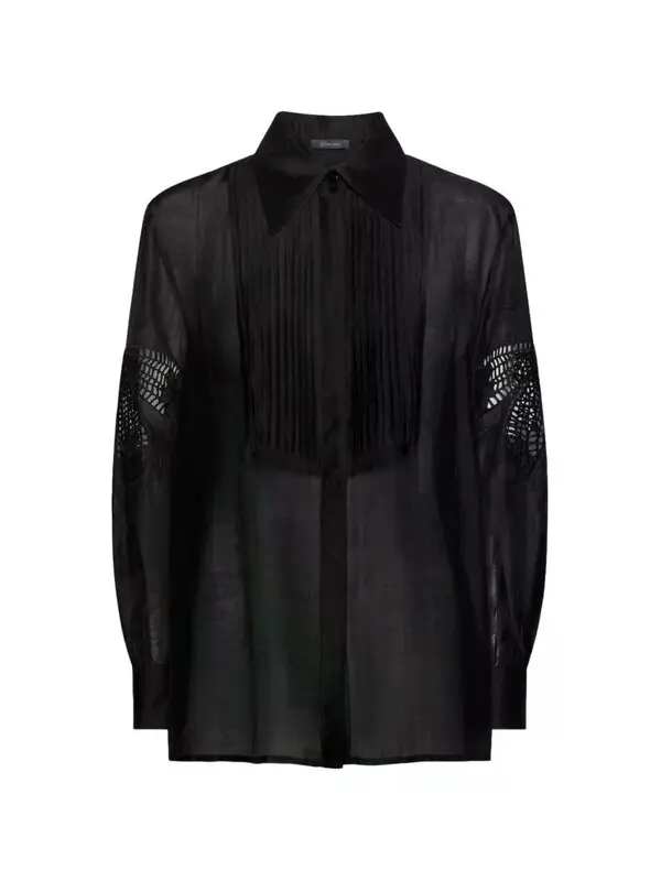 ELENA MIRO` Cut-out Pleated Shirt - Black