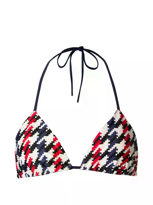 Perfect Moment Houndstooth Bikini Top - White