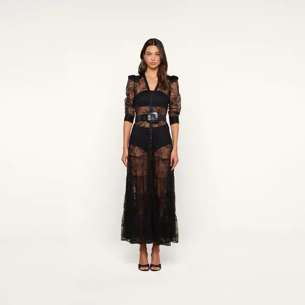 L'Agence Seraphina Lace Tiered Maxi Dress