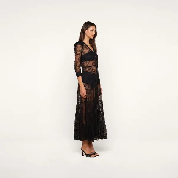 L'Agence Seraphina Lace Tiered Maxi Dress