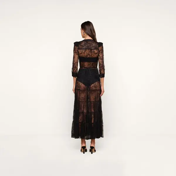L'Agence Seraphina Lace Tiered Maxi Dress
