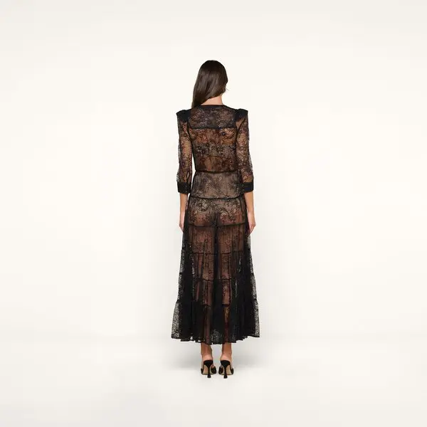 L'Agence Seraphina Lace Tiered Maxi Dress