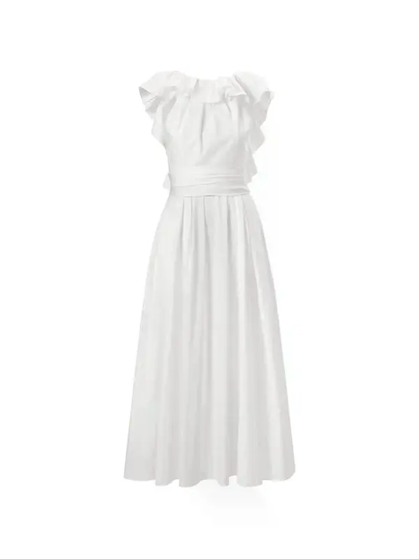 Carolina Herrera Ruffled Neckline Midi Dress