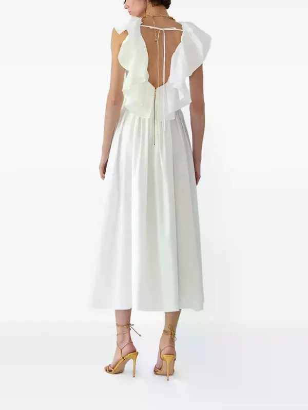 Carolina Herrera Ruffled Neckline Midi Dress