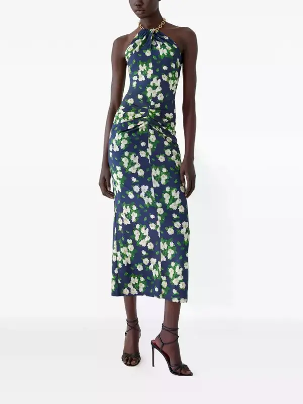 Carolina Herrera Floral-print Halterneck Midi Dress