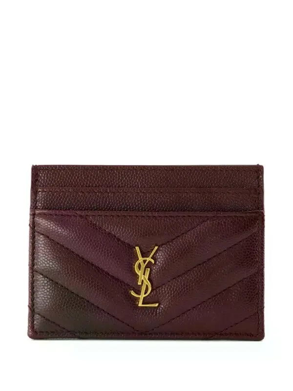 Saint Laurent Cassandre Quilted Cardholder - Red