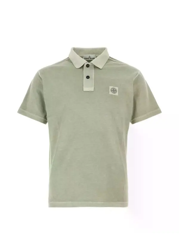 Stone Island Logo-patch Cotton Polo Shirt - Green