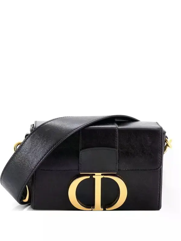 Dior 30 Montaigne Box Bag Leather Crossbody - Black