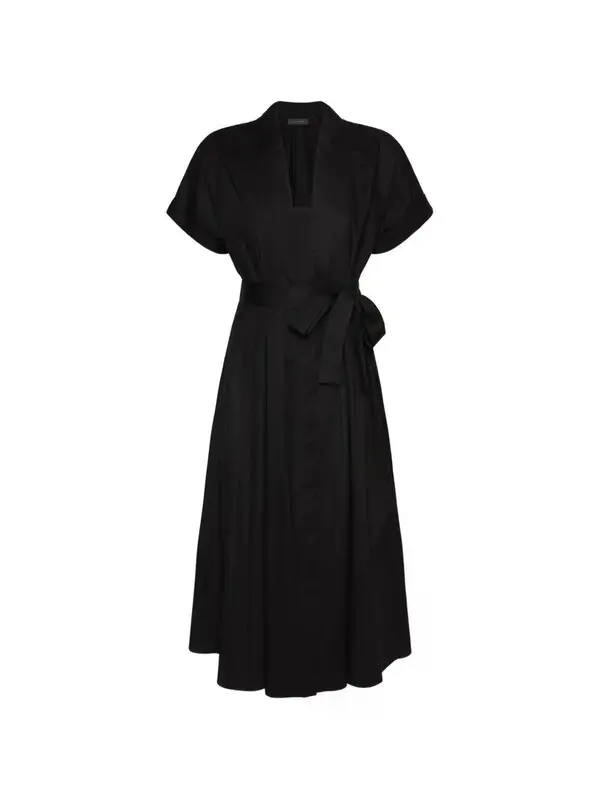 ELENA MIRO` Belted Pleated Dress - Black