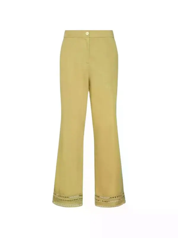 ELENA MIRO` Embroidered-trim Trousers - Green