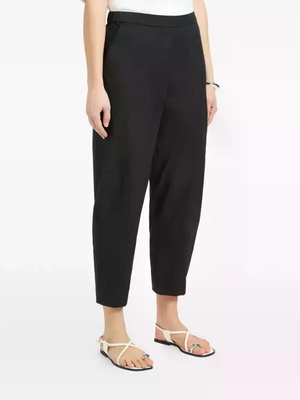 ELENA MIRO` Elasticated-waistband Cropped Trousers - Black