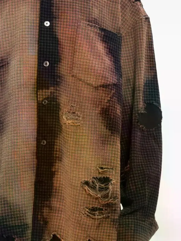 FENG CHEN WANG Distressed-effect Checked Shirt