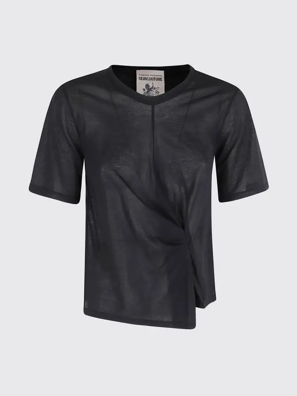 SEMICOUTURE Twisted Detail T-shirt - Black