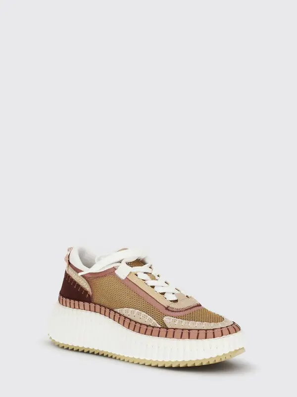 Chloé Nama Mesh And Suede Sneakers - Brown