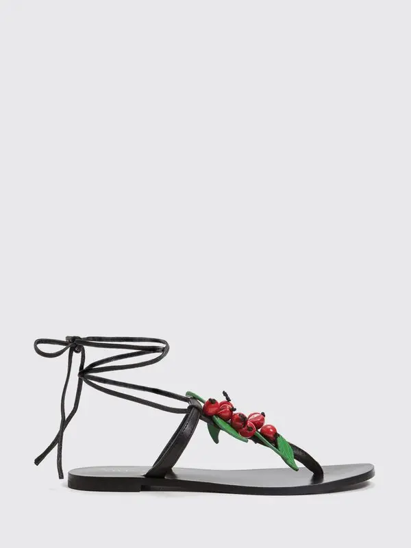 TWINSET Embellished Cherry Sandals - Black