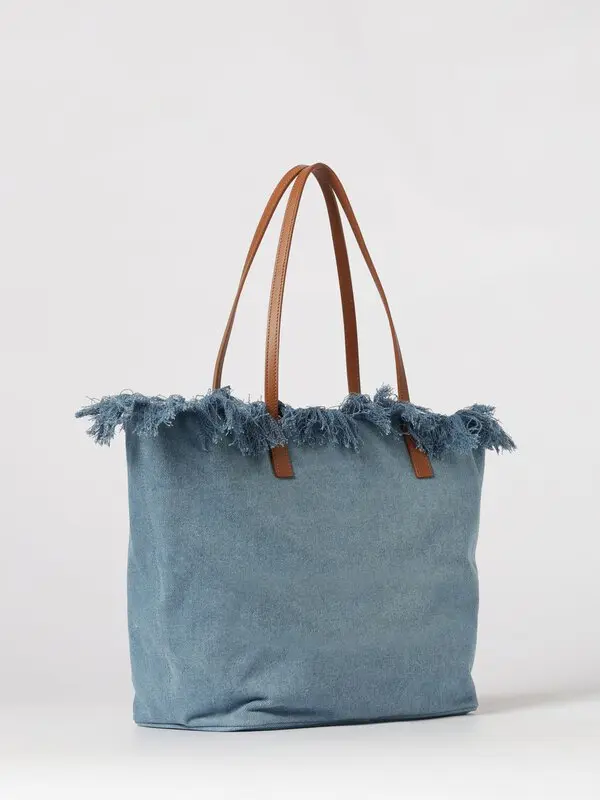 MC2 SAINT BARTH Embroidered Tote Bag With Leather Handles - Blue