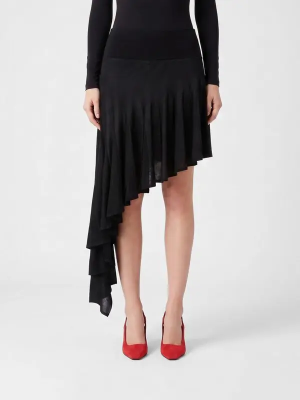 Alaïa Asymmetrical Ruffle Skirt - Black