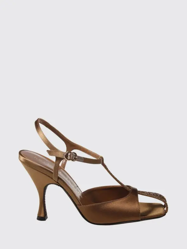 HERBERT LEVINE Satin Sandal With Rhinestone Embellishments - Beige