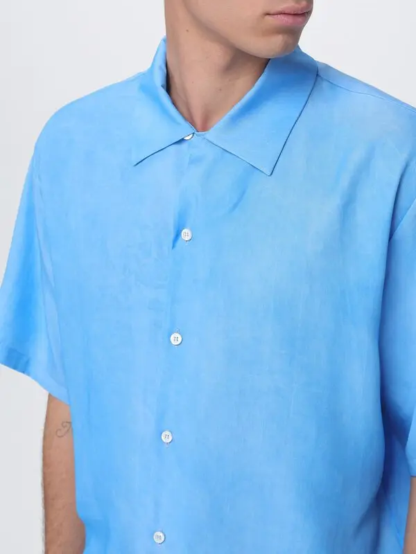 MSGM Short-sleeved Lyocell Shirt With Cuban Collar