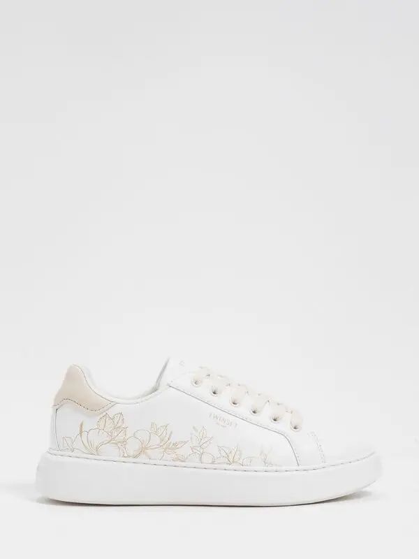 TWINSET Lace-up Sneakers With Floral Detail - White