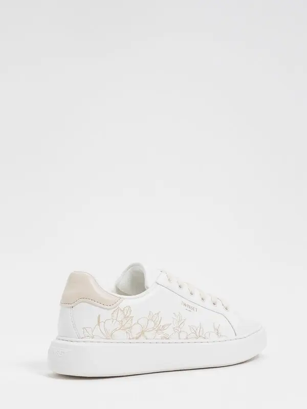 TWINSET Lace-up Sneakers With Floral Detail - White