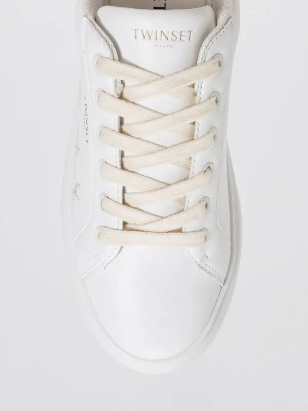 TWINSET Lace-up Sneakers With Floral Detail - White