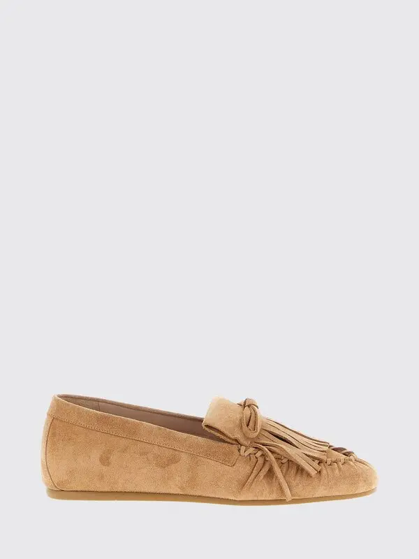 STUART WEITZMAN Suede Fringed Loafers - Brown
