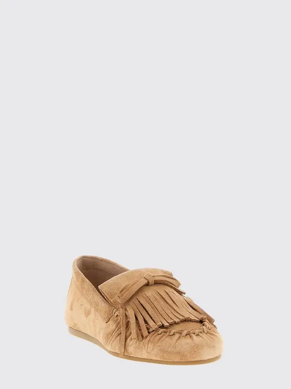 STUART WEITZMAN Suede Fringed Loafers - Brown