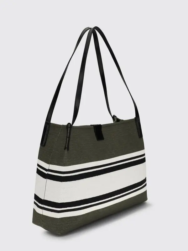 Balmain Jacquard Logo Cotton Shoulder Bag - Olive