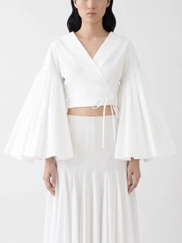 Jacquemus Wrap Blouse With Dramatic Sleeves - White