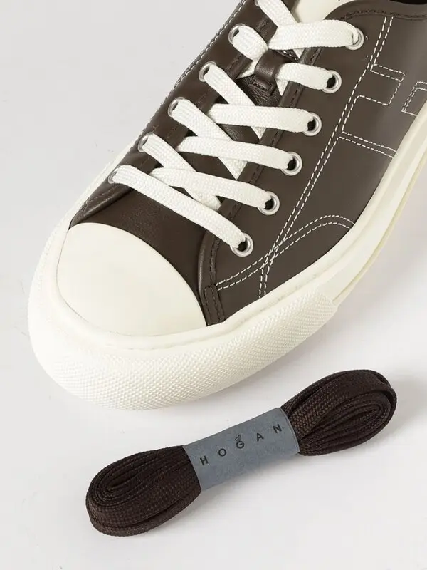 Hogan Rebel Low-top Sneakers In Smooth Calfskin With Embroidered Side H Logo