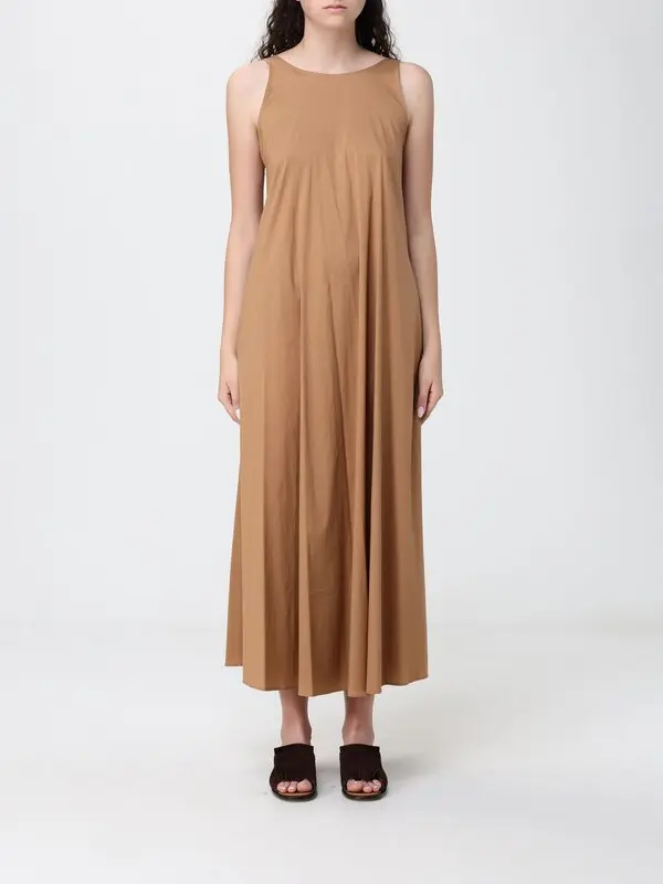Max Mara Sleeveless Midi Dress With Tie Detail - Camel