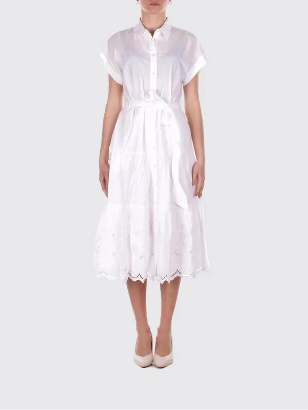 Ralph Lauren Cotton Midi Shirt Dress With Tie-waist Belt And Short Sleeves