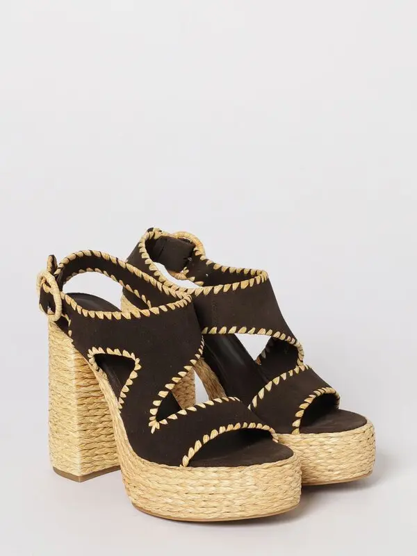 PALOMA BARCELO Paloma Barceló Suede And Raffia Platform Sandals