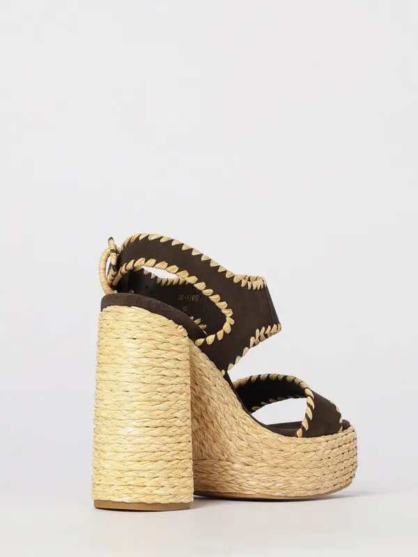 PALOMA BARCELO Paloma Barceló Suede And Raffia Platform Sandals