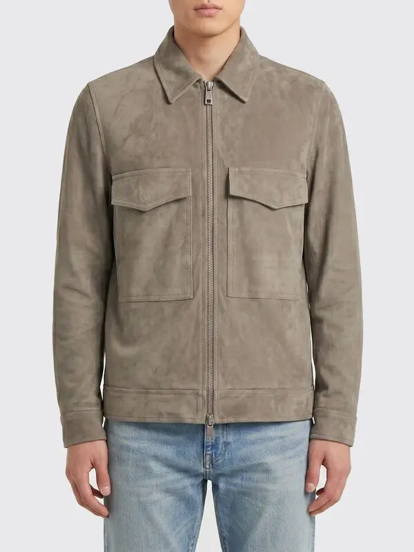 GIORGIO BRATO Suede Lambskin Shirt Jacket - Grey
