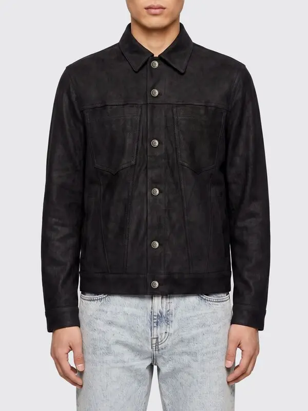 GIORGIO BRATO Lambskin Leather Shirt Jacket - Black