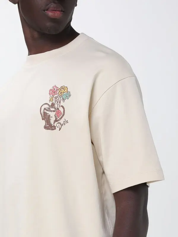 Drole De Monsieur Printed Cotton T-shirt - Beige