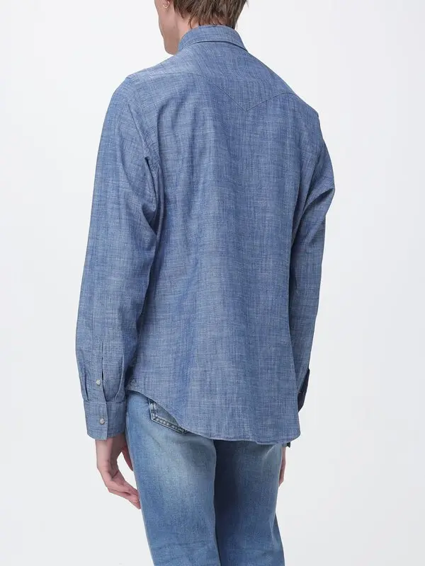 Eleventy Long-sleeve Cotton Casual Shirt With French Collar - Blue