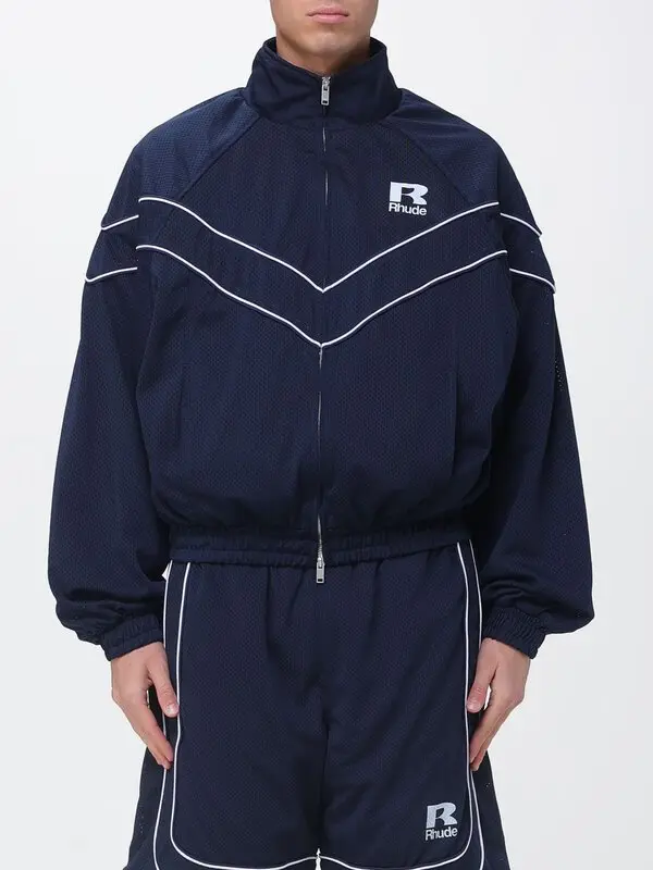 Rhude Cropped Bomber Jacket With High Neck And Contrast Logo