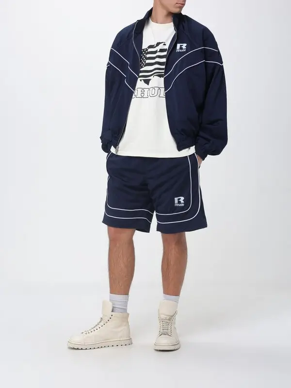 Rhude Cropped Bomber Jacket With High Neck And Contrast Logo