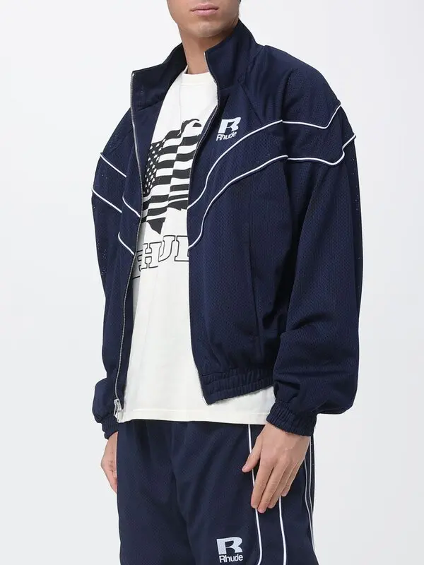 Rhude Cropped Bomber Jacket With High Neck And Contrast Logo