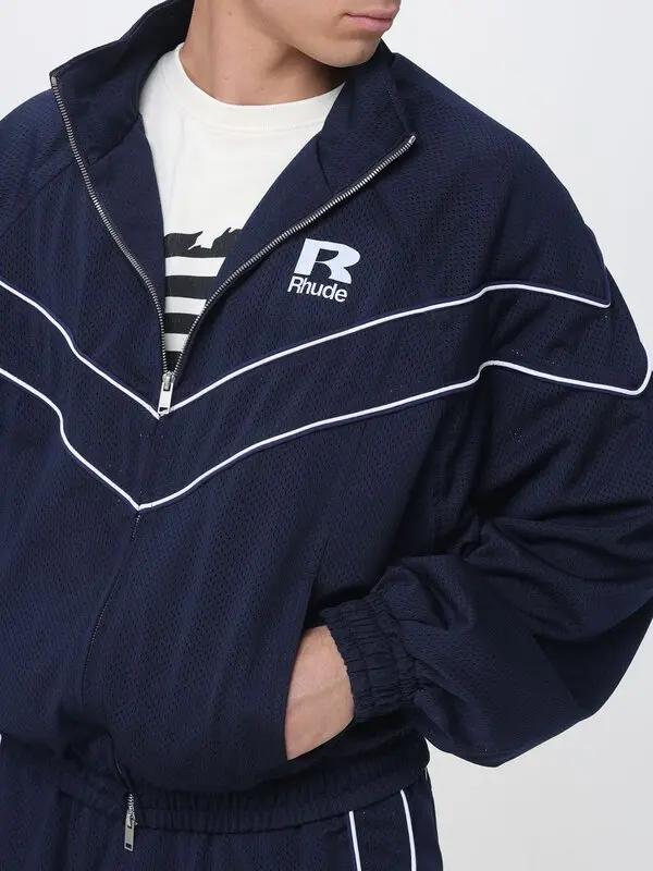 Rhude Cropped Bomber Jacket With High Neck And Contrast Logo