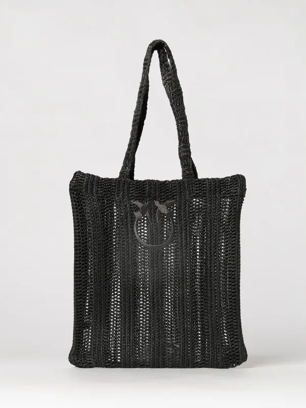 Pinko Raffia Tote Bag - Black