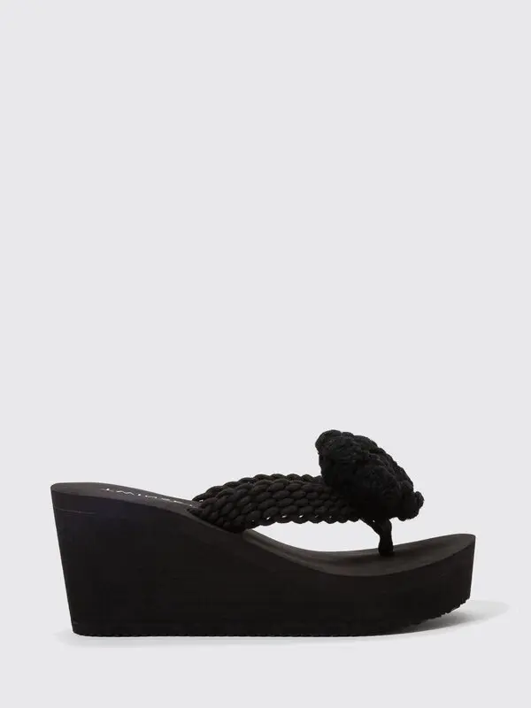 TWINSET U & B Crochet Cotton Wedge Sandal With Flower